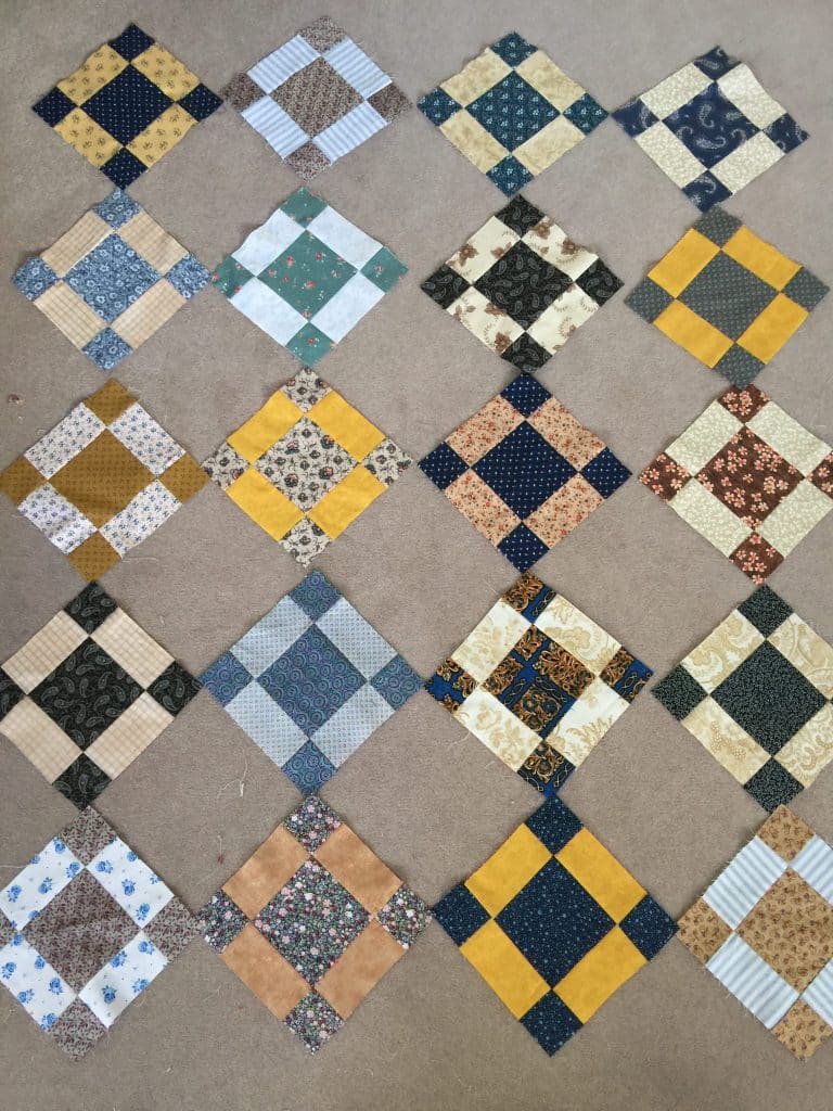 Uneven Nine Patch Quilt Pattern Antique Style | susies-scraps.com