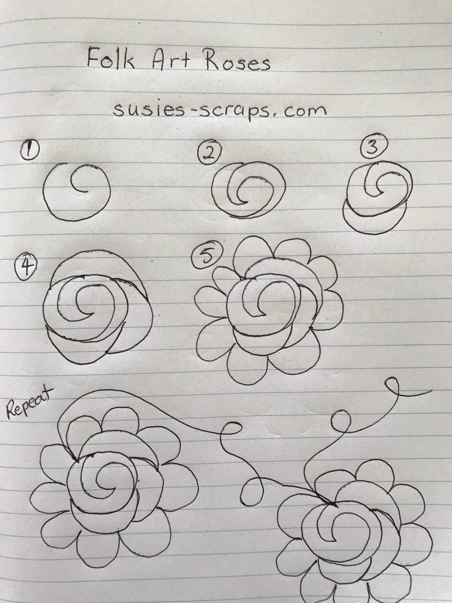 Folk Art Roses Free Motion Treadle Quilting Tutorial | susies-scraps.com