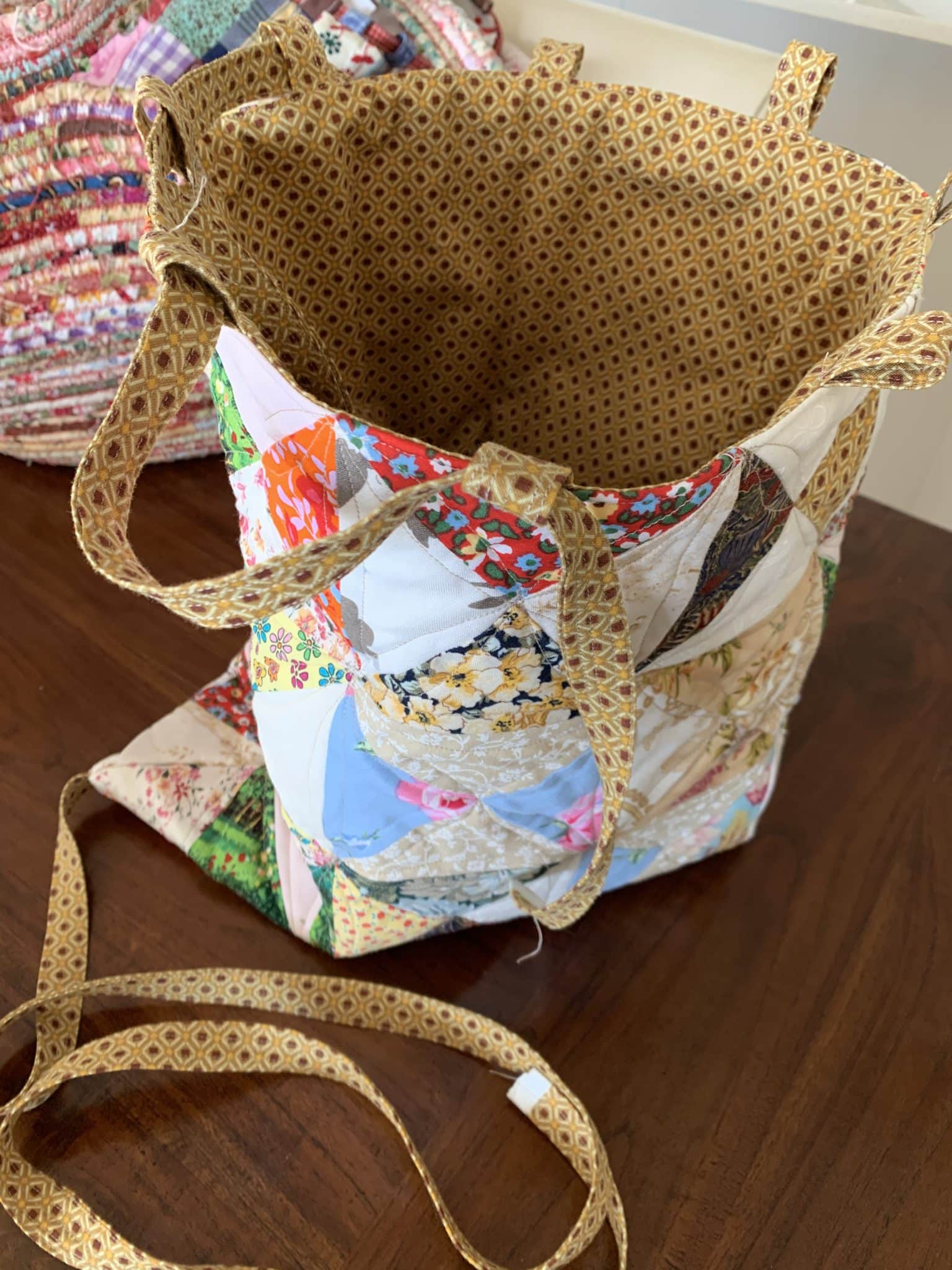 Patchwork Backpack Sashiko Style | susies-scraps.com