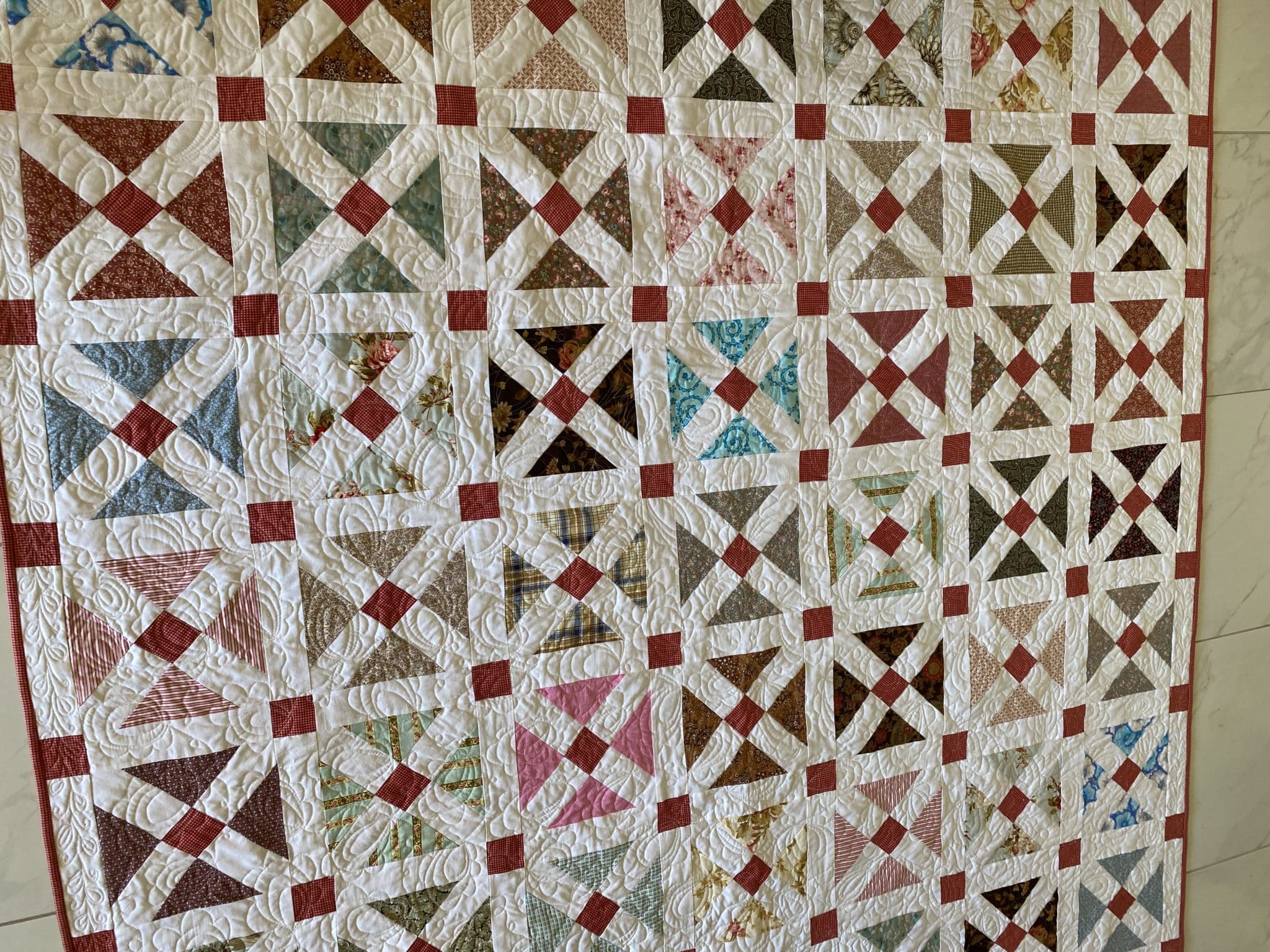 Old Italian Blocks Quilt Finish | susies-scraps.com