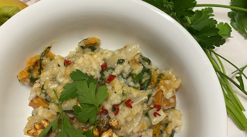 Roast Pumpkin Risotto – No Oil | susies-scraps.com