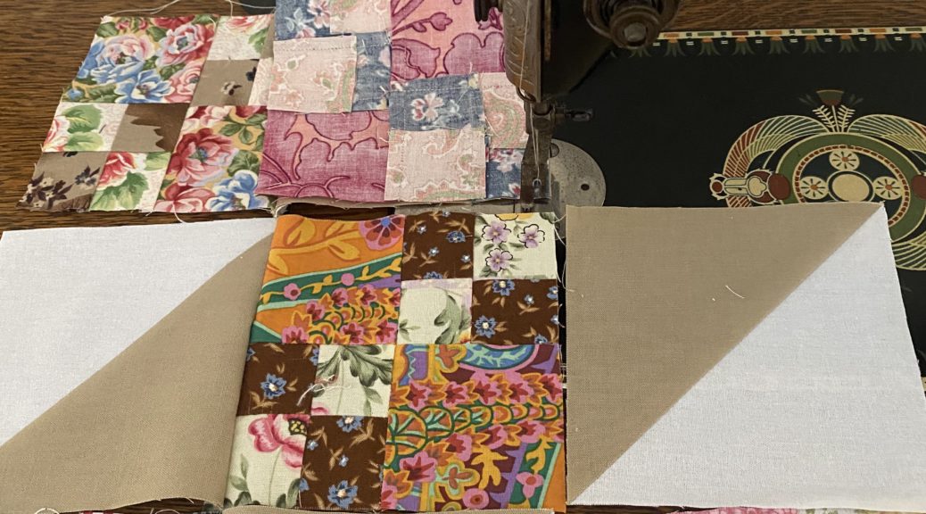 New scrappy Double four in nine patch jacobs ladder quilt block ...