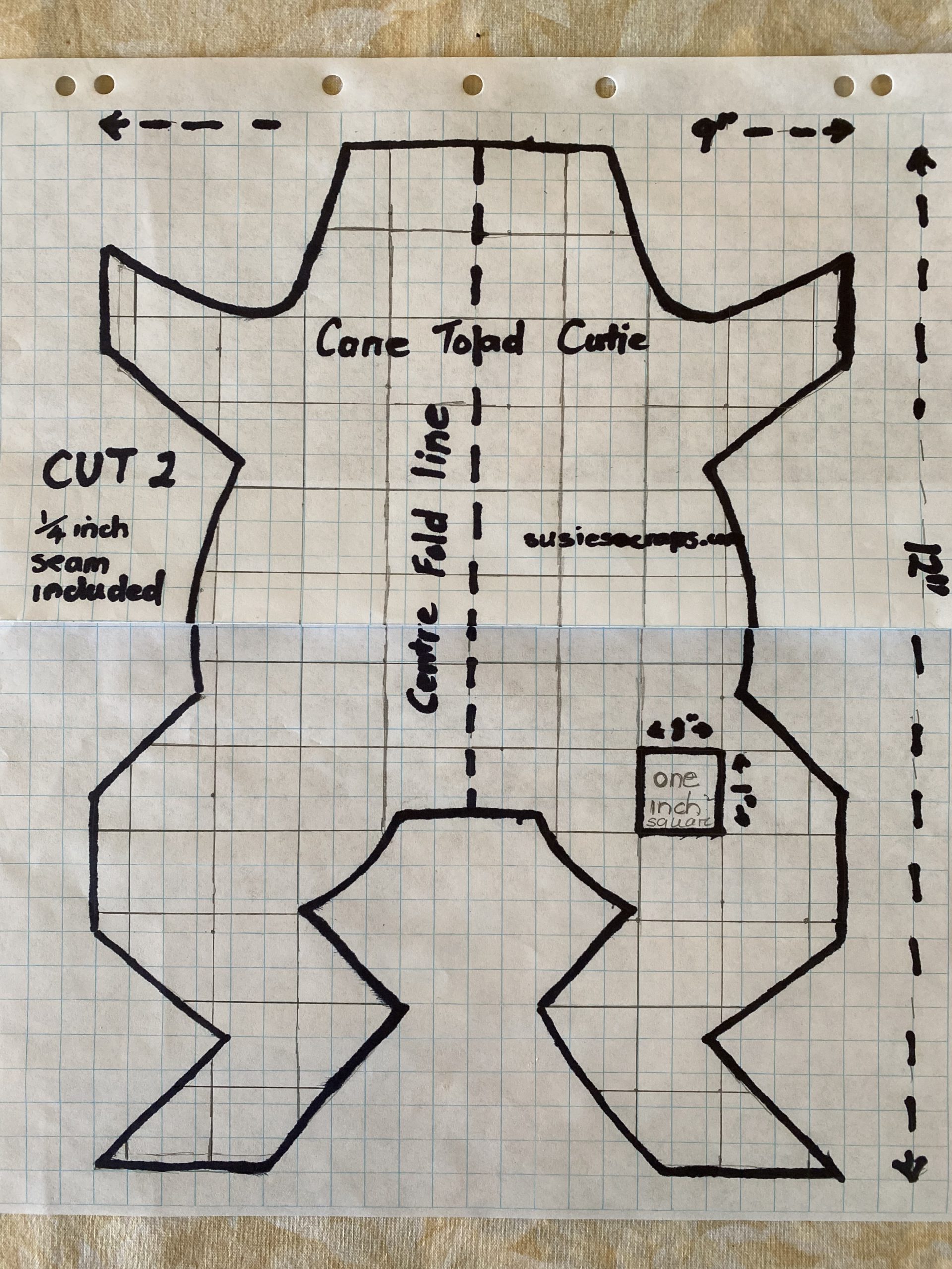 Cane Toad Cutie Bean Bag & Pattern | susies-scraps.com