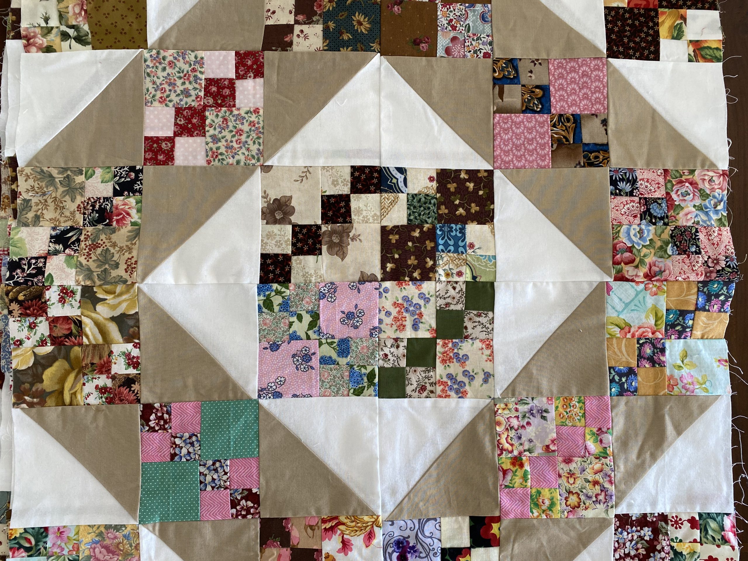 New Scrappy Double Four In Nine Patch Jacobs Ladder Quilt Block ...