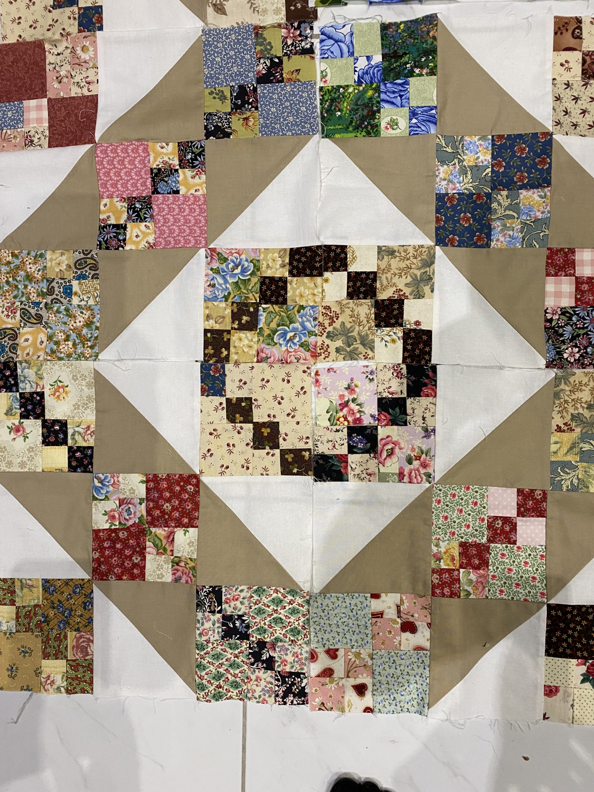 New Scrappy Double Four In Nine Patch Jacobs Ladder Quilt Block ...