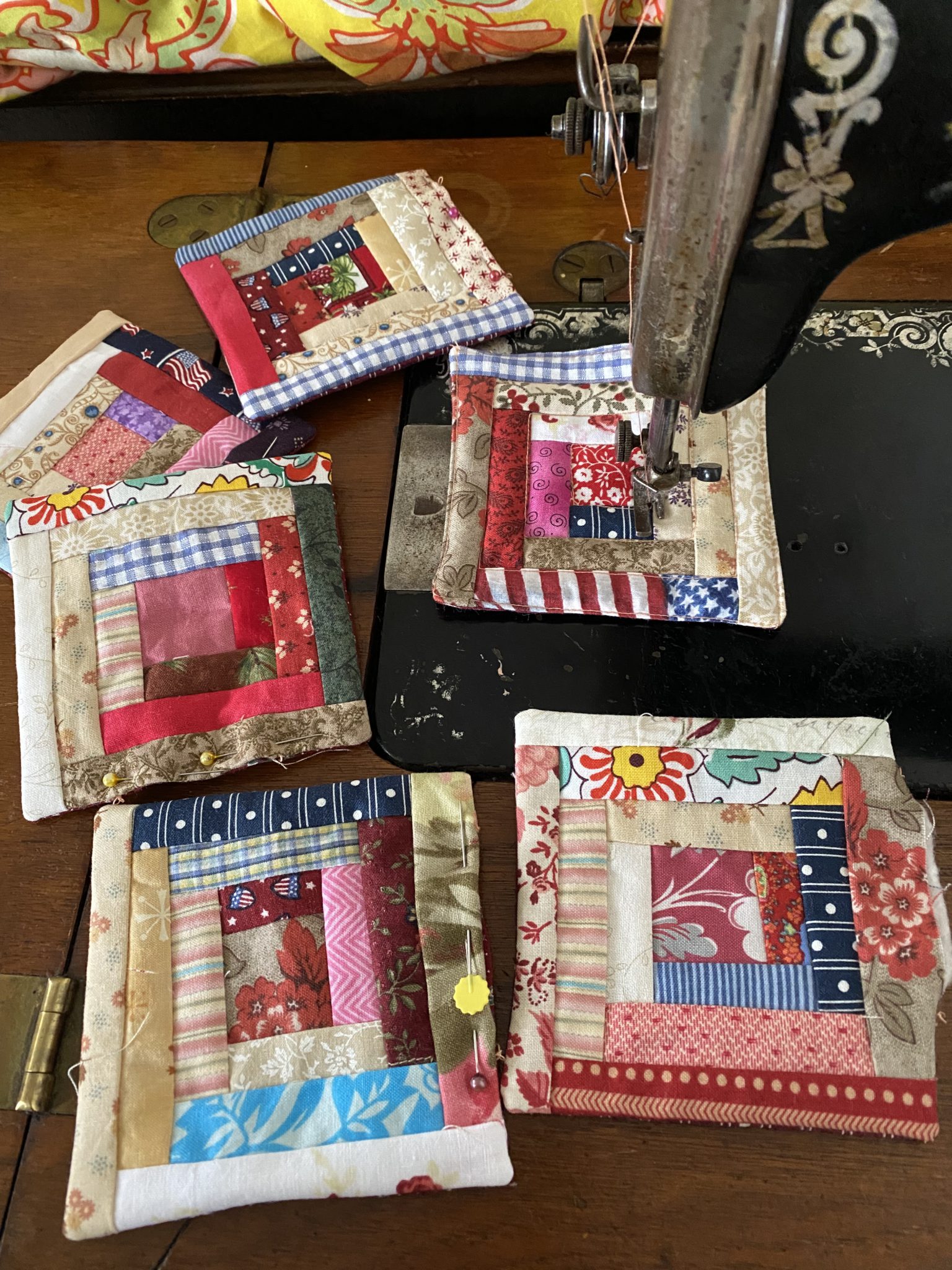 Crazy Little Log Cabin Coasters | susies-scraps.com