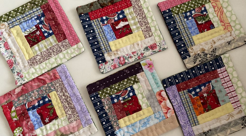 Crazy Little Log Cabin Coasters | susies-scraps.com