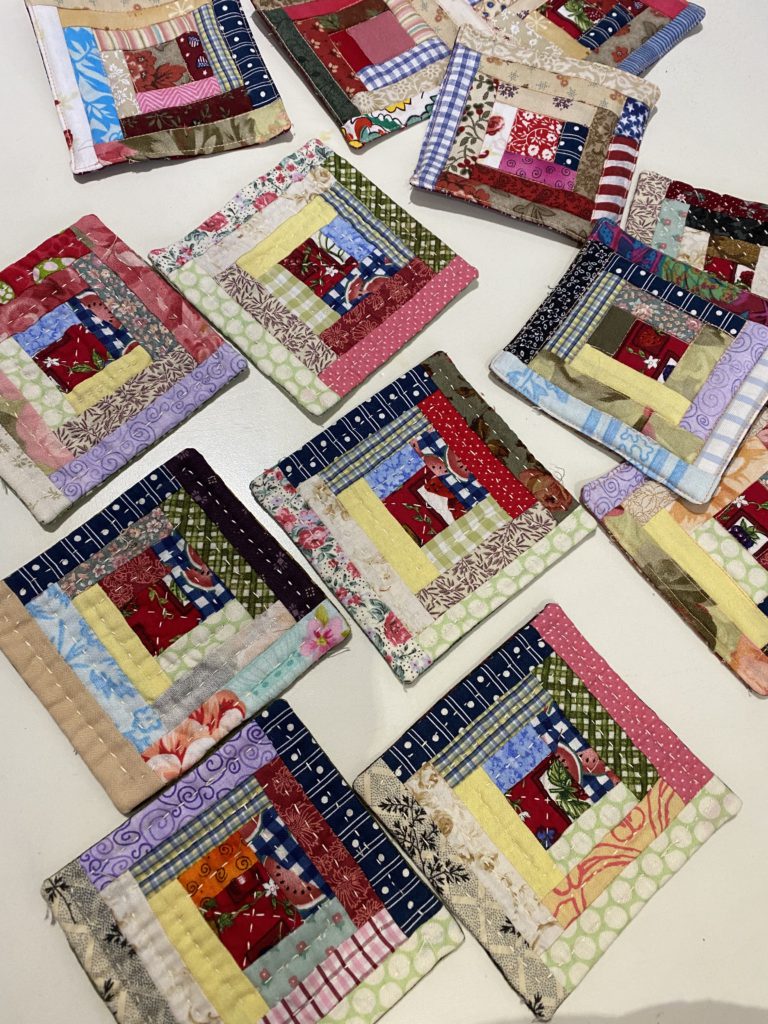 Crazy Little Log Cabin Coasters | susies-scraps.com